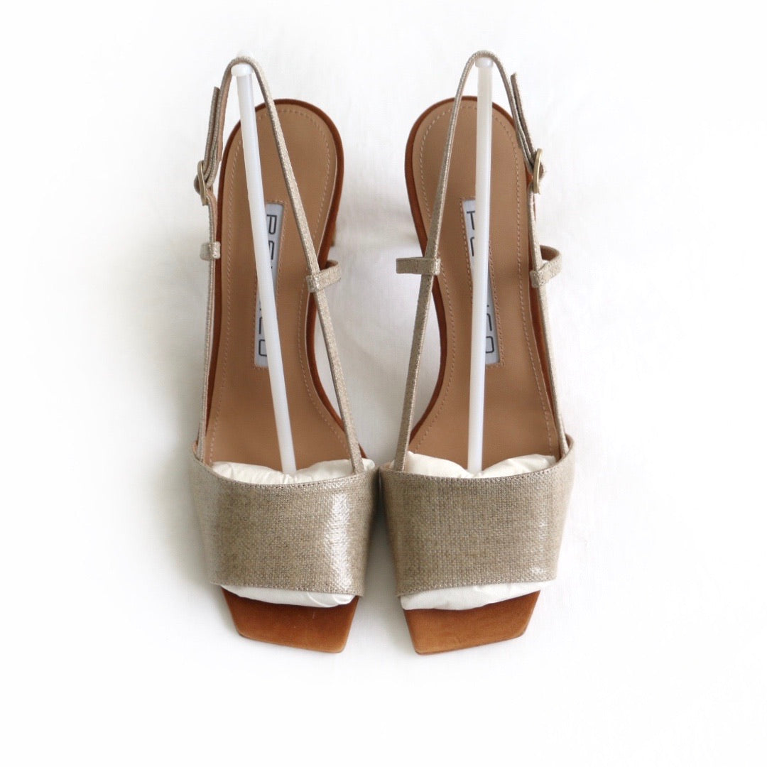 Tea 8cm Heels Canvas & Brown Suede — SUTÉQUI